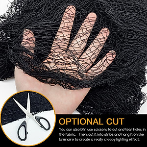 Kijamilee 4 Pack Halloween Creepy Cloth, Scary Spooky Cloth Creepy Gauze, 30 x 120inch Freaky Loose Weave Creepy Cloth, Decorations for Haunted Houses Props Halloween Wall Outdoor Indoor Decor (Black)