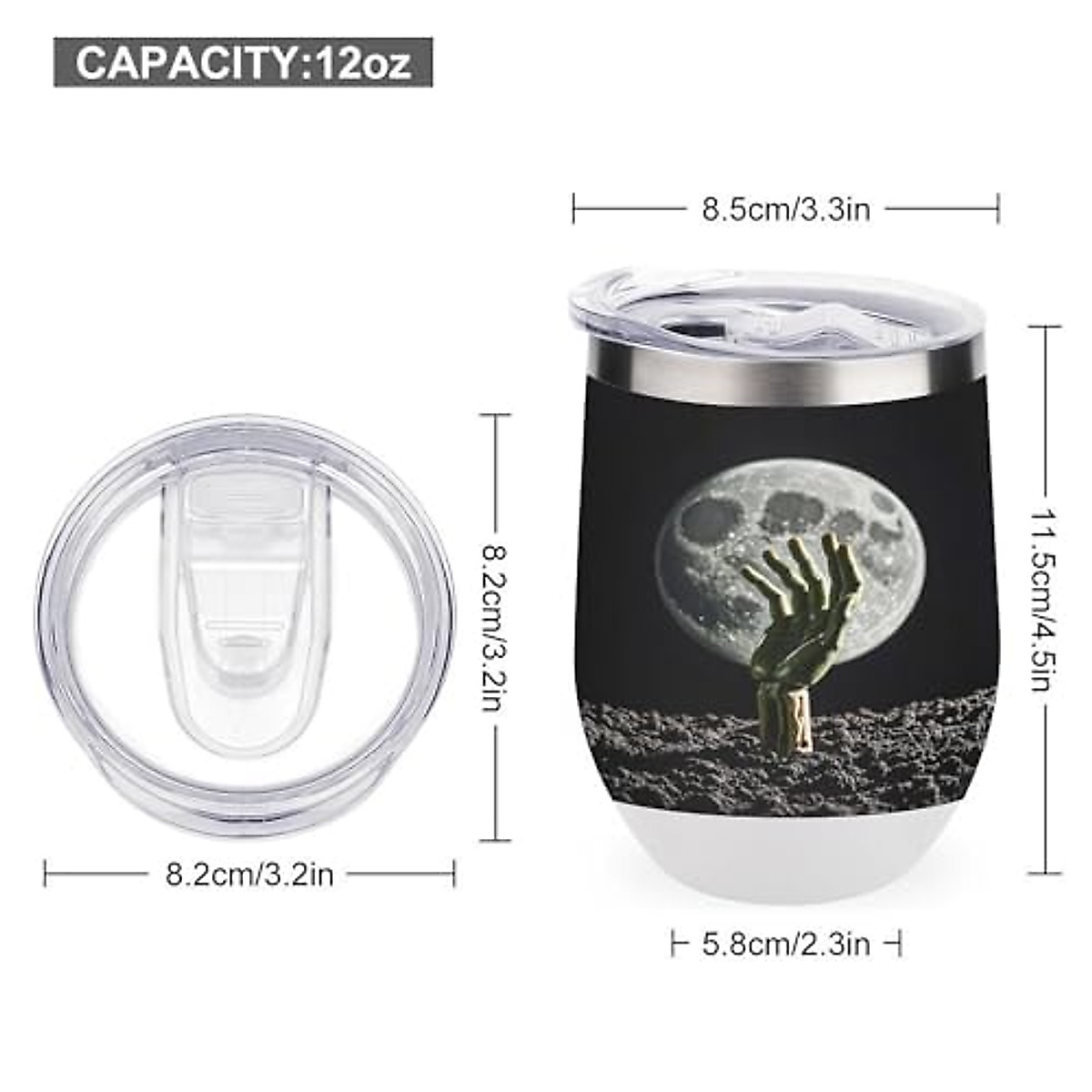 OPTKSNCU 304 Stainless Steel Insulated Cup with Lid, Zombie Earth Soil Full Moon Print Durable, And Easy to Clean – Ideal for Home, Office, And Gift Giving