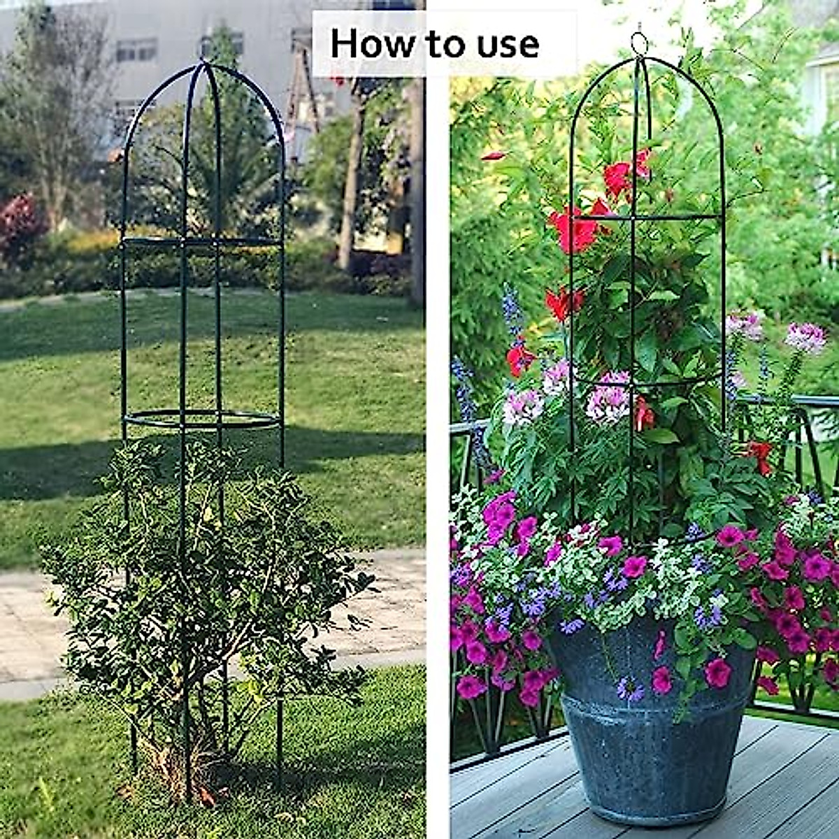 Black Trellis Coated Metal Garden Rose Decor Trellis,Flower Climbing Frame, for Climbing Plants, Roses and Flowers(18.5 * 2.9M)