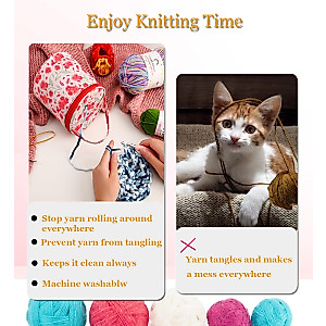 Mdoker mini yarn storage small size yarn bag for crocheting with holes,empty round knitting tote bags protable yarn holder,perfect for travel,beginner & crocheter(Blue Leaves)