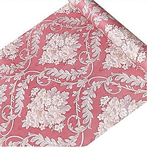 HOYOYO 17.8 x 78 Inches Self-Adhesive Shelf Liner, Self-Adhesive Shelf Liner Dresser Drawer Paper Wall Sticker Home Decoration, Flowers Damask