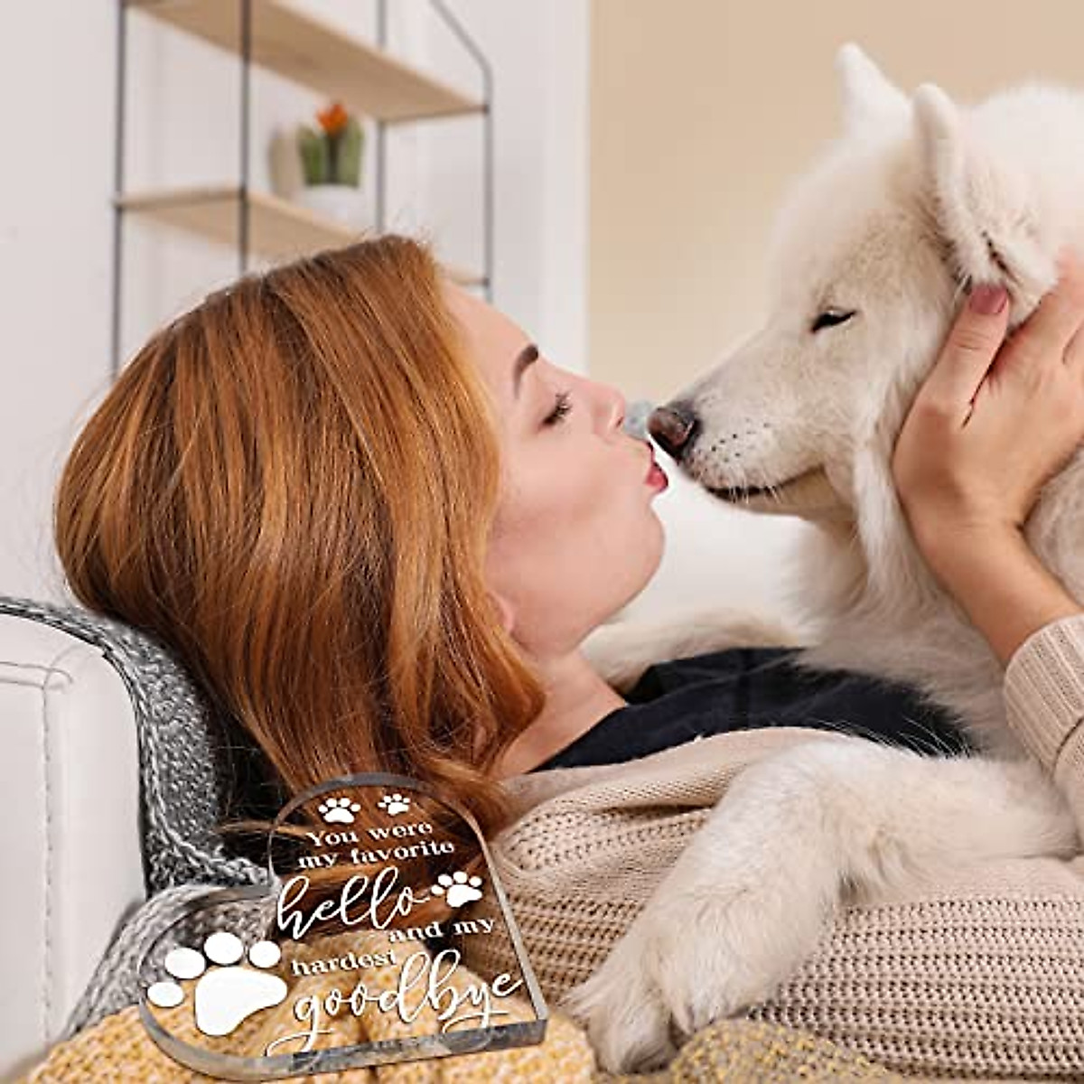 PET Memorial Gift Dog Sympathy Gift for Loss Bereavement Crystal Acrylic Heart Decor Remembrance Gifts Cat Memorial Gifts Crystal Acrylic Heart Condolence Gifts for Loss of Loved One