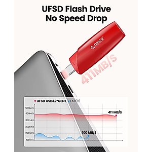 ORICO 405 MB/s Flash Drive 128GB, Memory Stick USB3.2 Reading Thumb Drive with Keychain USB Flash Drive Metal USB Drive Data Storage Compatible with Computer/Laptop（UFSD）