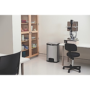 Rubbermaid Commercial Products Impressions Metal Step On Trash Can, Front Step, 13 GAL, Stainless Steel Black, Indoor for Hospitals/Office Spaces/Restaurants