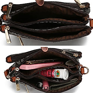 MKF Crossbody Bag for Women – Adjustable Shoulder Strap – PU Leather Small Wristlet Purse, Triple Compartment Handbag…