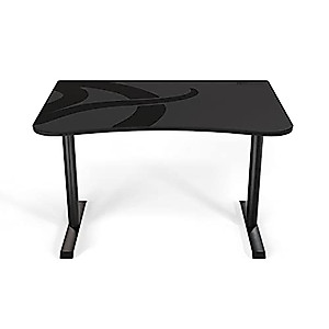 Arozzi Arena Fratello Curved Gaming and Office Desk with Full Surface Water Resistant Desk Mat Custom Monitor Mount Cable Management Cut Outs Under The Desk Cable Management Netting - Dark Grey