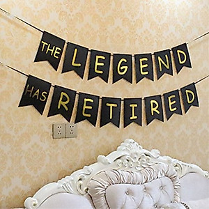 The Legend Has Retired Banner Gold Foil Letters, Retirement Party Decoration Photo Props- Large Size