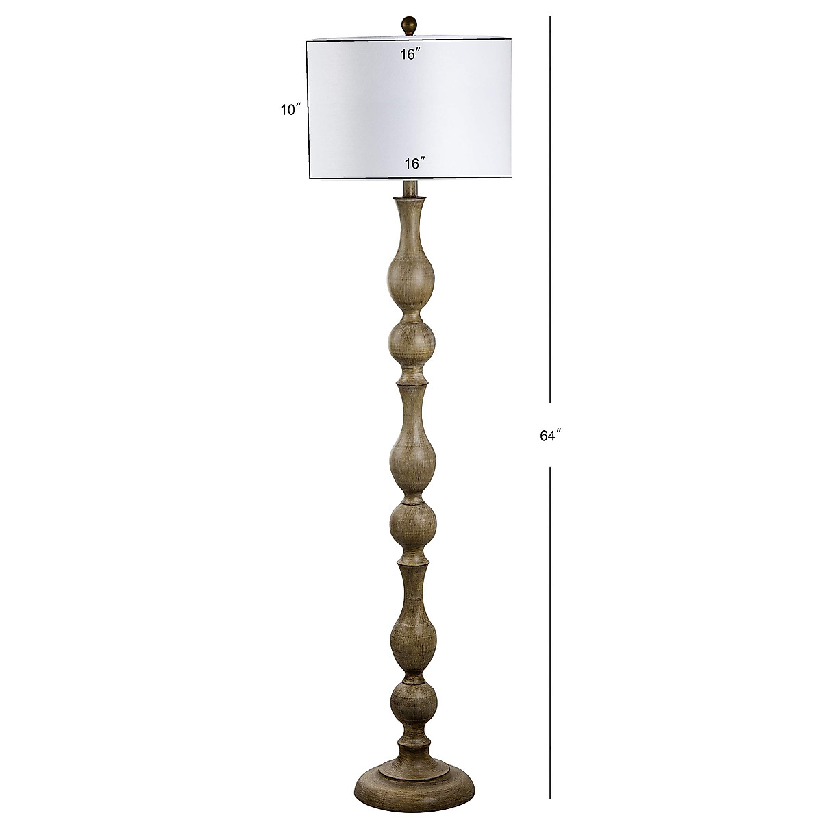 Safavieh FLL4031A Home Collection Glendora Brown Wooden Finish Floor Lamp, White