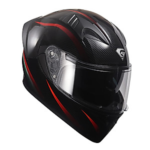 KYPARA Full Face Motorcycle Helmet with Internal Tinted Visor & DOT Approved for Moped ATV Cruiser Scooter (Bright Red, X-Large)