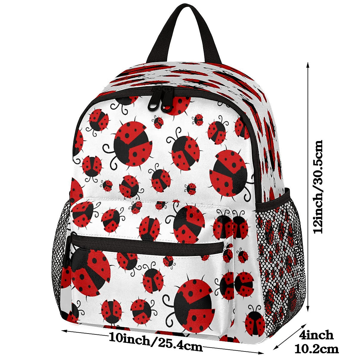 Pardick Cute Kids Backpack Red Ladybug Toddler Backpack with Chest Strap for Boys Girls Red Ladybug Print Lightweight Kindergarten Children Schoolbag Nursery Elementary Travel Bag
