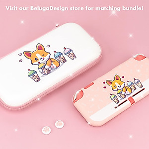 BelugaDesign Corgi Boba Case | Cute Kawaii Dog Bubble Tea Pastel Pet Cover | Snap Shell Compatible with Nintendo Switch (Switch Lite, Pink)