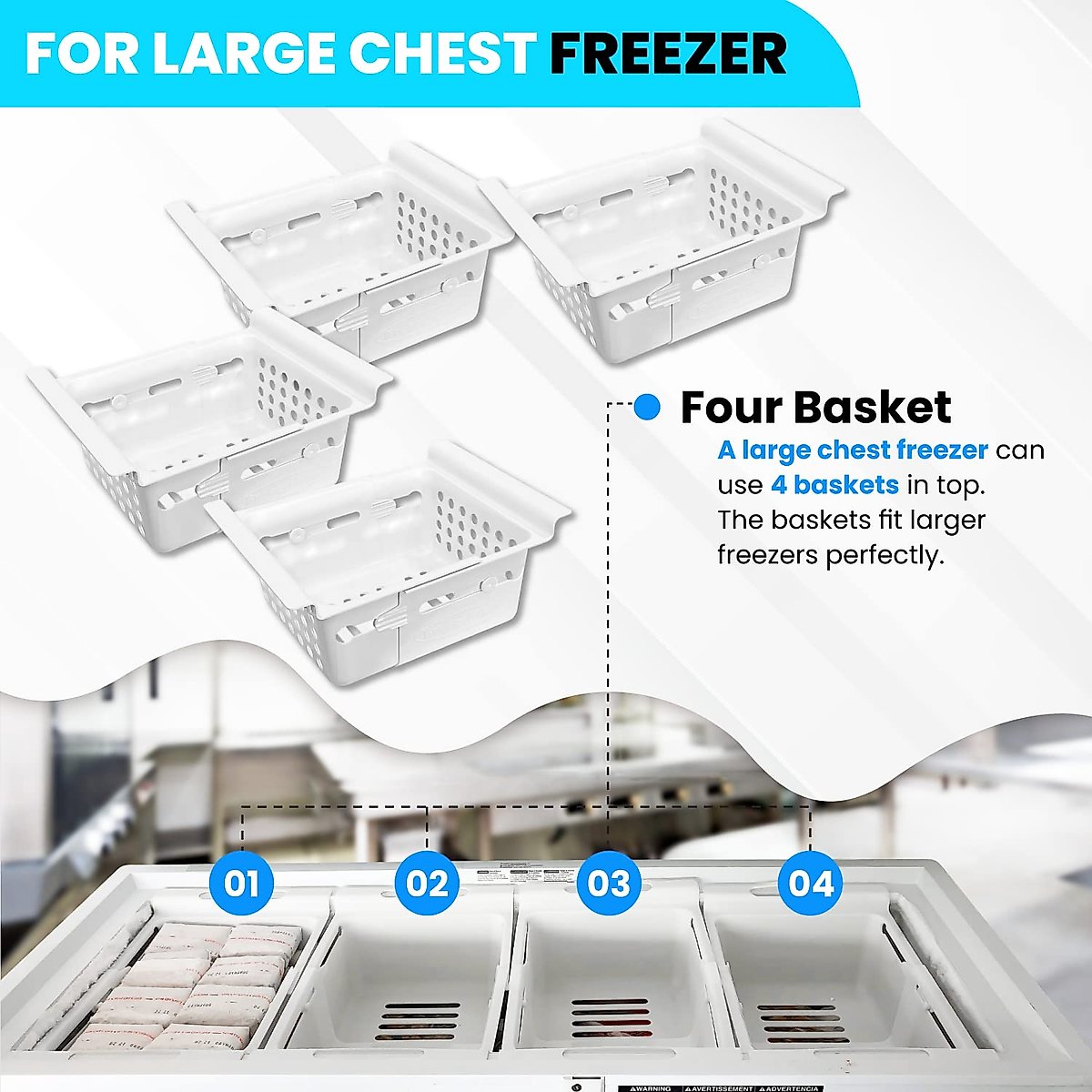 FreezerMax Add a Layer - Rails and Chest Freezer Sliding Baskets - Freezer Storage Bins - Adds a middle level of sliding baskets to 8-14 cubic foot freezers. MEASURE YOUR FREEZER BEFORE ORDERING