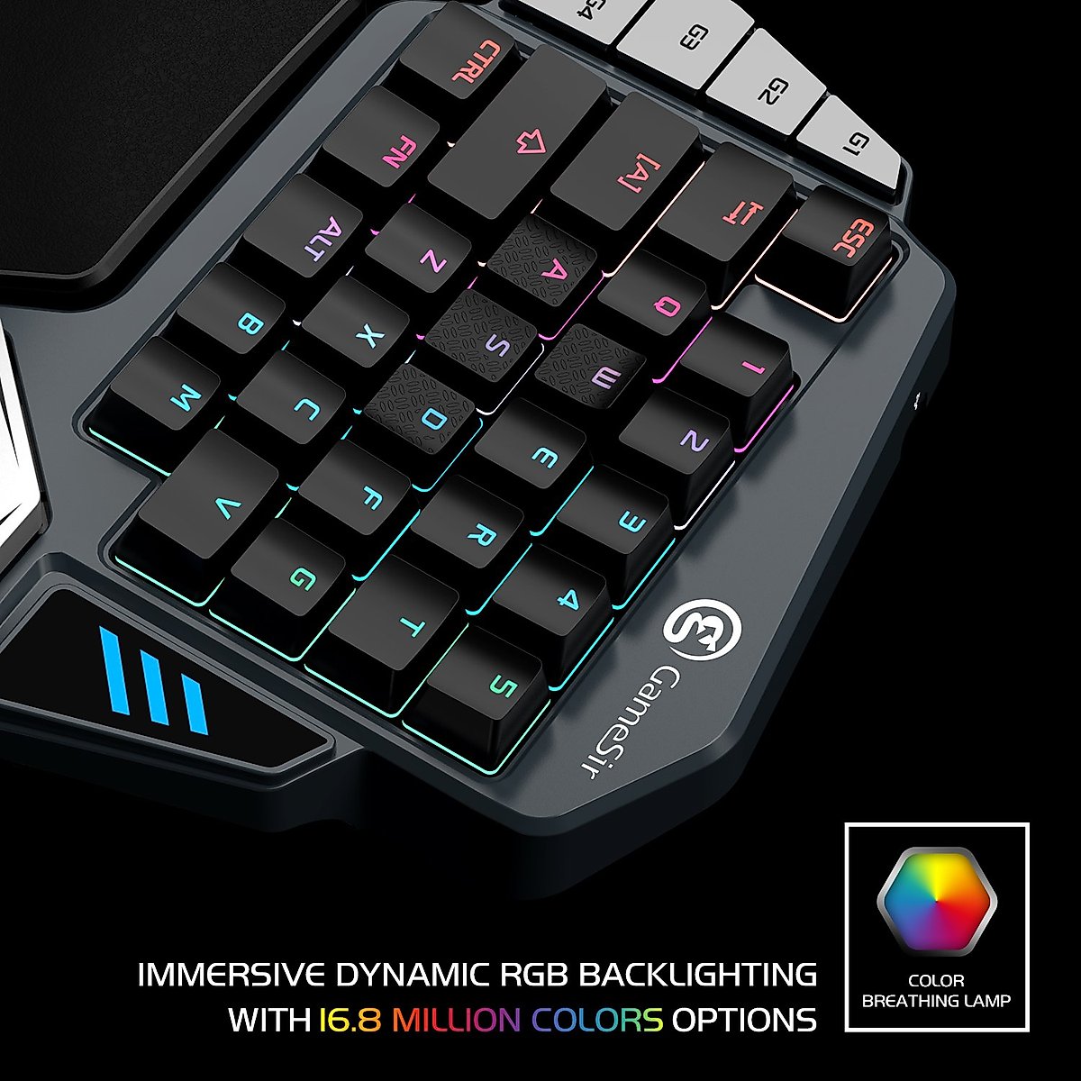 GameSir Mechanical Gaming Keyboard Z1 for PC/Mobile Phone, One-Handed Gaming Keypad with Macro Keys for FPS Game, RGB Backlighting, Anti-ghosting, Blue Key Switches, Built-in Battery(Red Switch)