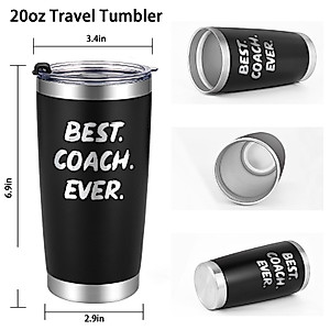 GINGPROUS Coach Gifts Tumbler, Best Coach Ever Stainless Steel Laser Etched Travel Tumbler with Lid and Whistle, Baseball Volleyball Soccer Basketball Coach Appreciation Gifts Tumbler(20oz, Black)