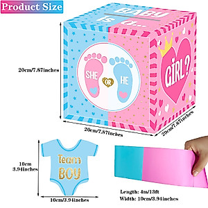 hongpar Baby Gender Reveal Pull Out Game , Voting Box with 60 Ballot Cards, Boy or Girl, Party Supplies,Pink and Blue