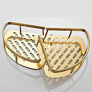 IRDFWH Bathroom Gold Shelf Shower Wall Mounted Corner Basket Shampoo Storage Wall Bathroom Shelf
