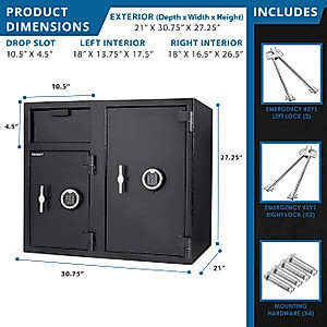 Barska New Large Double Door Vault Safe Keypad Lock Cabinet with Depository Drop Slot