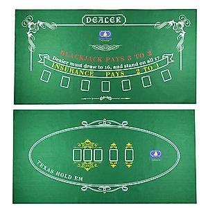 Tabletop Casino Felt Layout for Texas Holdem Poker and Blackjack - Premium Professional Grade Blackjack and Poker Mat for, Theme Party, Poker Night, Fundraisers & Gatherings