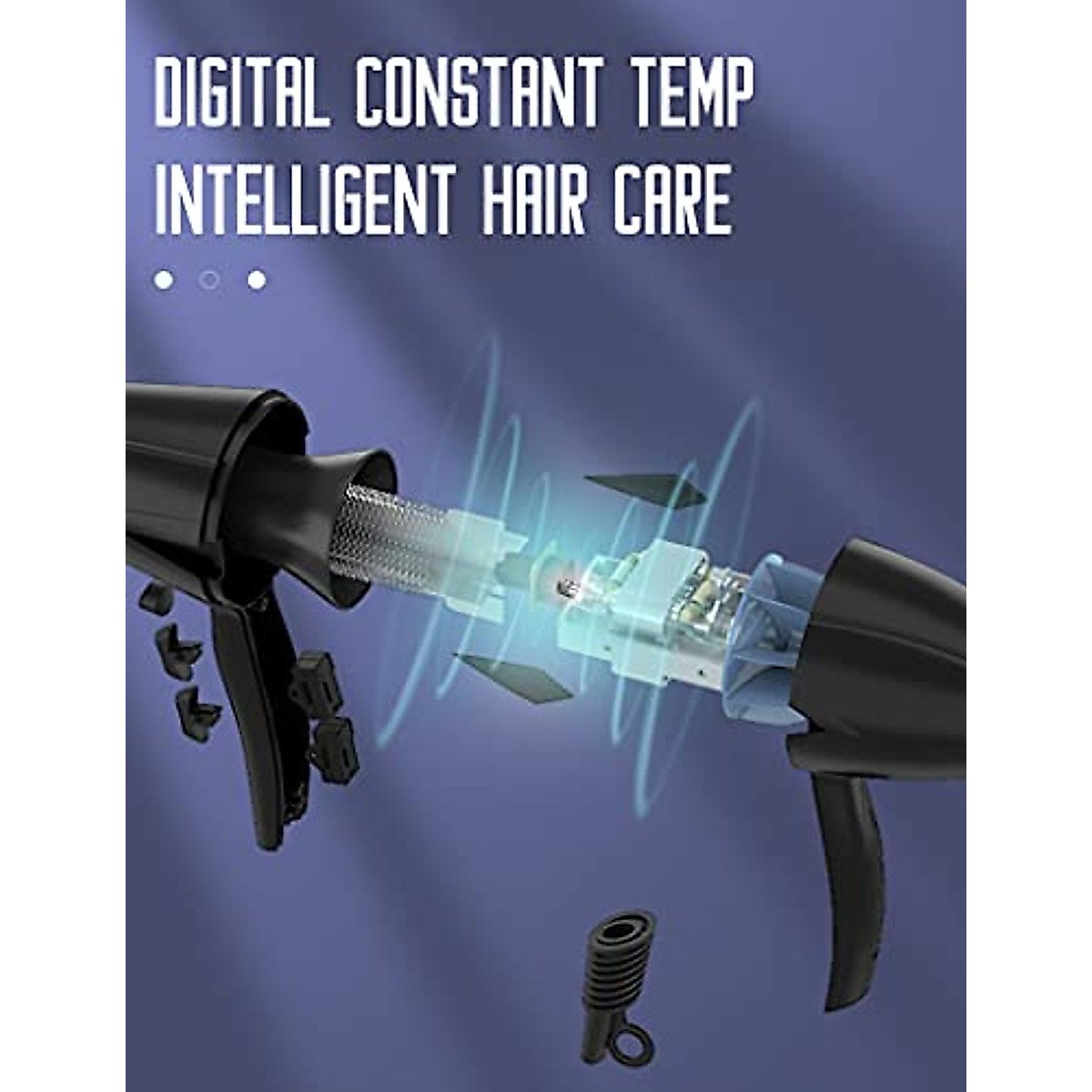 Hair Dryer Blow Dryer with Diffuser Brush Comb Attachments Powerful AC Motor for 3c Thick Hair Curly Women Professional Salon Best Hair Dryer(Black)