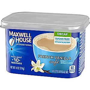 Maxwell House International Cafe Decaffeinated Sugar Free French Vanilla, 4 OZ (Pack of 8)