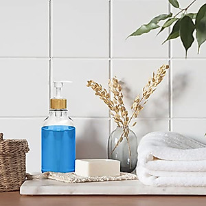 SGHUO Bamboo Bathroom Accessories Sets of 4, Soap Dispenser, 2 Qtip Holder Jars, Toothbrush Holder, Bathroom, Boho Decor