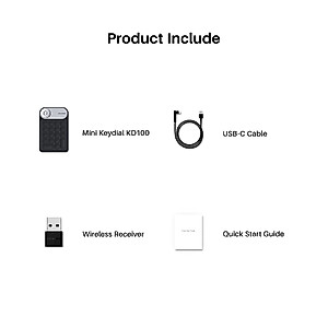 HUION Mini Keydial KD100 Express Keys Remote Keyboard for Pen Display and Drawing Tablet, One-Handed Shortcut Keys Keypad with 18 Customizable Keys & Dial for Animation, Illustration, Video, Design