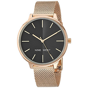 Nine West Women's Japanese Quartz Dress Watch with Stainless Steel Strap, Rose Gold, 20 (Model: NW/1980GYRG)