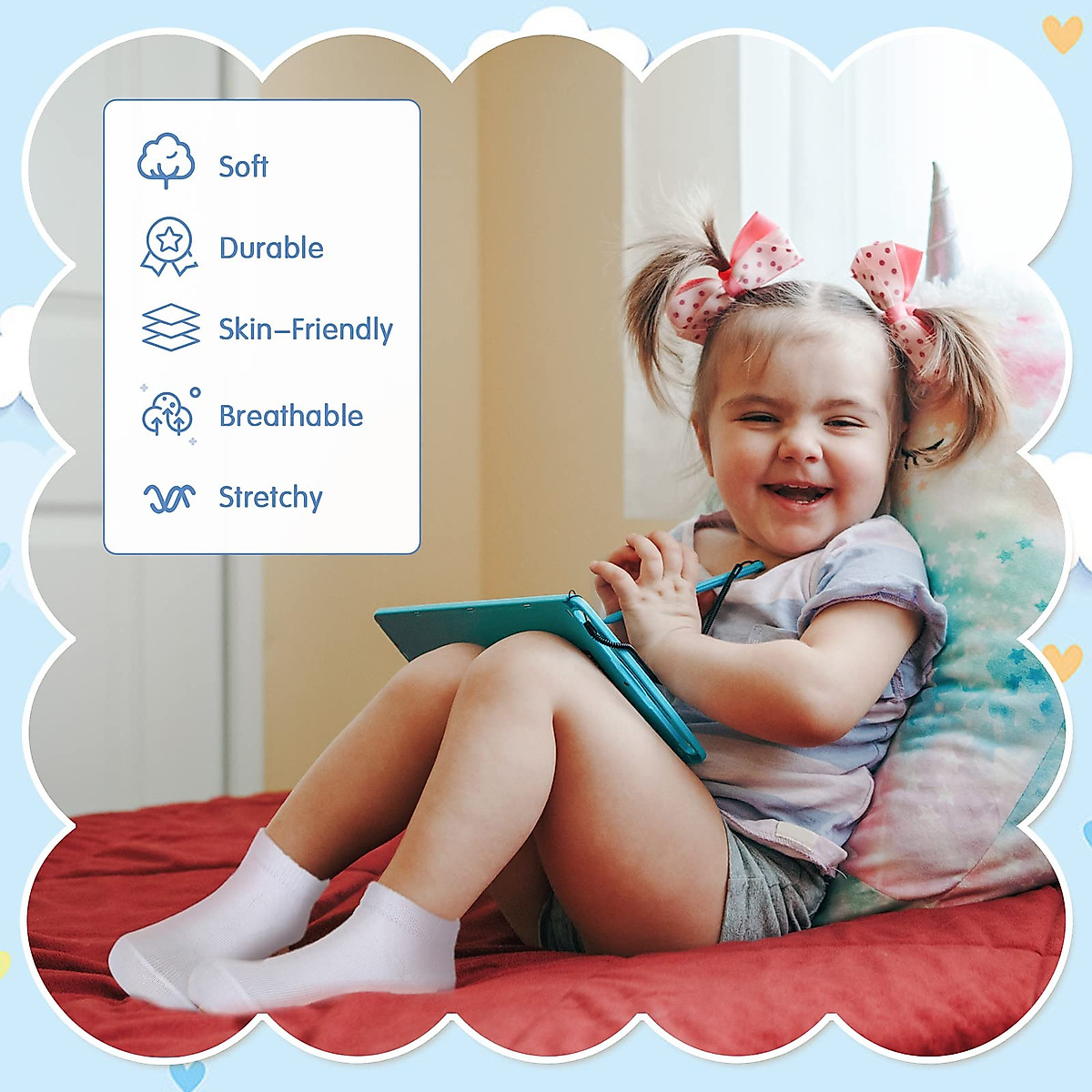 Handepo 50 Pairs Toddler Boys Socks, Low Cut Athletic Socks for Kids, Cotton & Polyester, S Size (2-4 yrs), Black, White, Gray