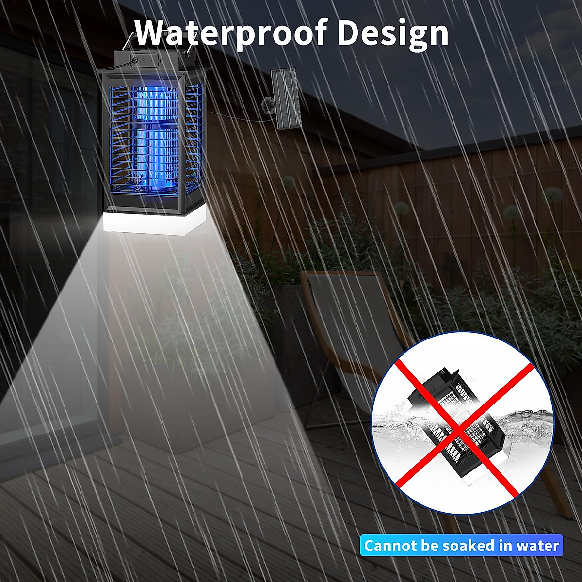 Solar Bug Zapper Outdoor 2024 Upgraded, Human Motion Sensor Mosquito Zapper, 4500V Rechargeable Fly Zapper, Electric Mosquito Killer with Light, 4 Modes Insect Zapper for Patio, Porch, Camping