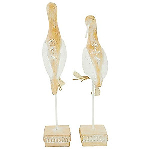 Deco 79 Set of 2 Brown Resin Coastal Bird Sculpture 9 x 6 Inches