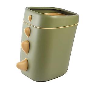 Happiness Decoration Plastic Trash Can with Pressing Ring Bedroom 12 Liter / 3.2 Gallon Garbage Can Children Room Garbage Can Cartoon Wastebasket Dustbin Organizer (Green)