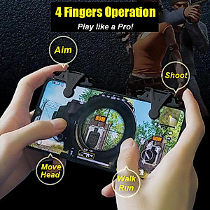 13 in 1 Cell Phone Game Controller for PUBG/Fortnite/Call of Duty Mobile, Mobile Phone L1R1 Triggers for iPhone and Android Phone w/ 9 pcs Mobile Game Finger Sleeve Gloves