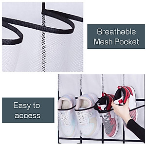 AOODA 28 Large Mesh Pockets Over The Door Shoe Rack, Hanging Shoe Organizer for Closet Hanging Shoe Rack Holder Hanger, White