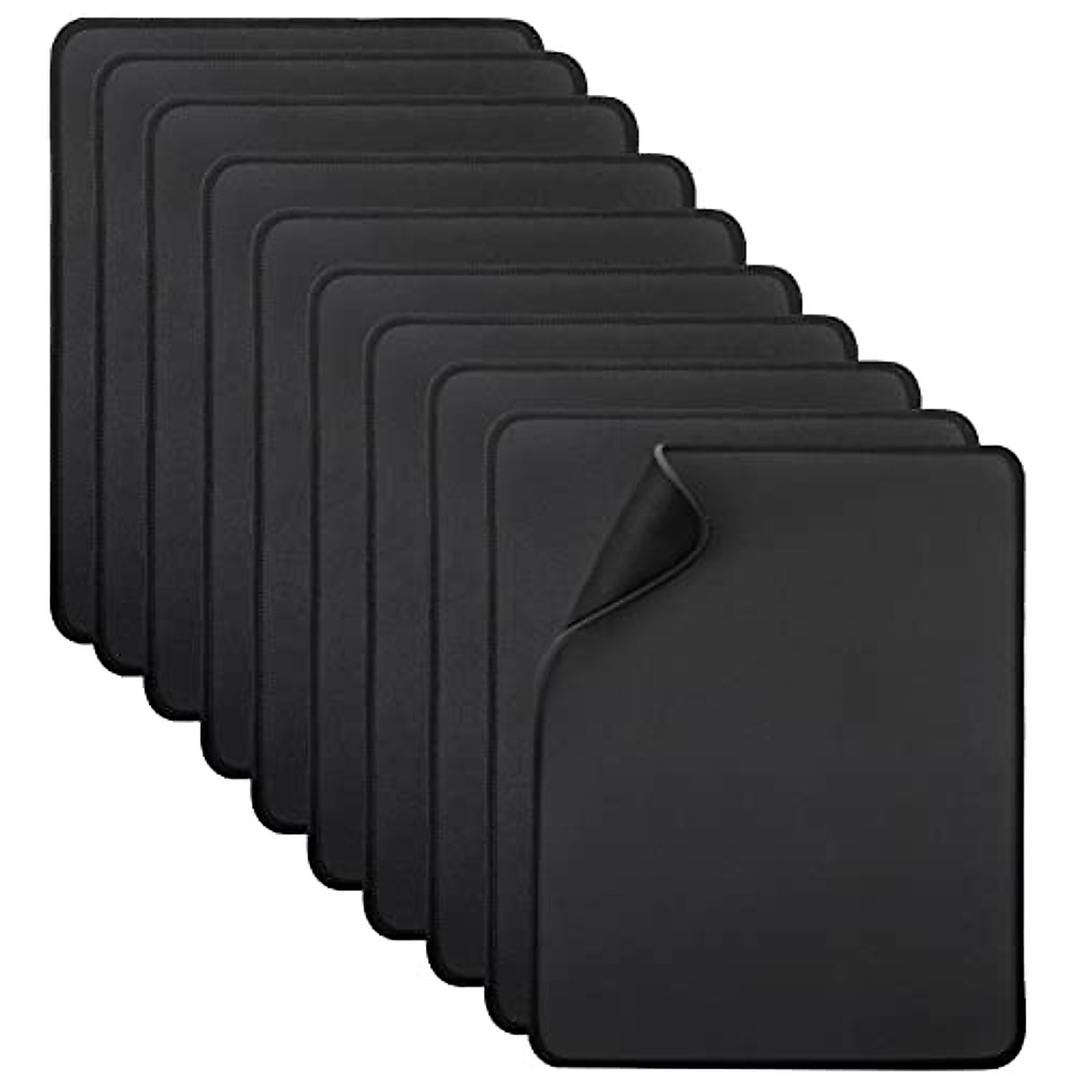 KTRIO 10 Pack Mouse Pad, Small Mouse Pads with Stitched Edges, [30% Larger] Mousepads Bulk Non-Slip Rubber Base, Waterproof Mouse Pad for Computers, Gaming, Office & Home, 11 x 8.5 x 0.12in, Black