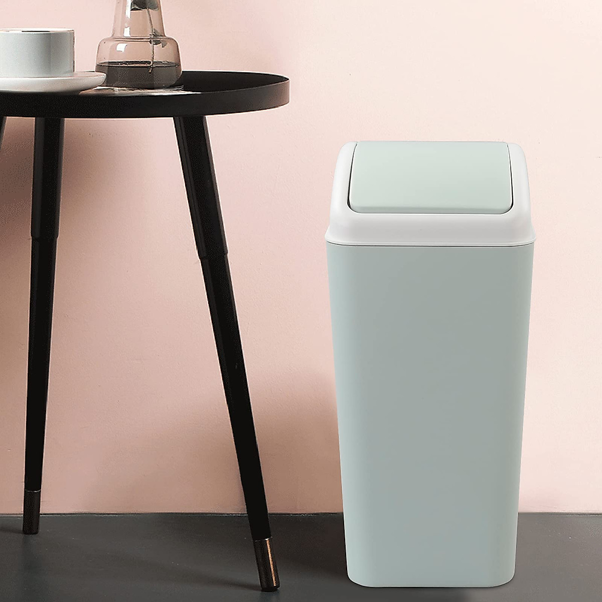 Kekow 4.5 Gallon Small Plastic Trash Can, Swing Lid Waste Can, Blue