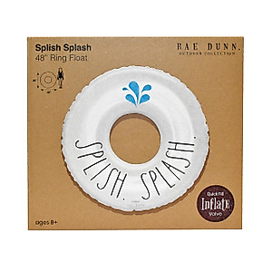 Rae Dunn x CocoNut Float Ring Float - Splish Splash Theme - Adult Size Large 48 Inch Inflatable Raft & Durable Water Inner Tube - Stable Ride-On for Summer Parties & Swim Events