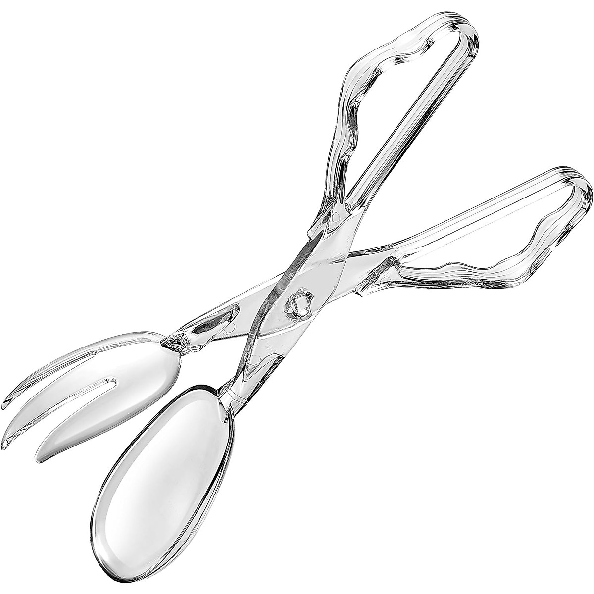 Pack of 4 11-Inch Clear Plastic Scissor Salad Tongs - Premium, Heavy-Duty, Reusable Serving Utensils for Catering, Cooking, Buffets, Party Supplies, and Weddings, Dishwasher Safe