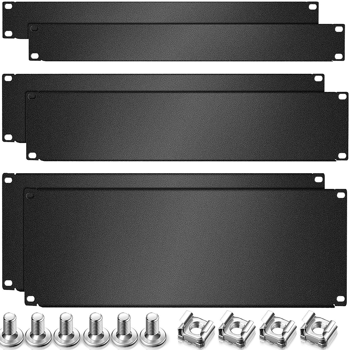 1U,2U,4U Blank Panel Metal Rack Mount Filler Panel Mount Panel Spacer 19 Inches Rack Blanking Panel Kit for Enclosure Server Rack Cabinet Black (6 Pieces)