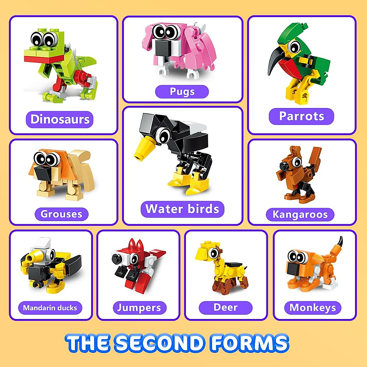 HOGOKIDS Party Favors for Kids 10 Pack - 30 Kinds of Animals Building Blocks Toy Set for Birthday Party Favors Goodie Bags Stuffers Classroom Prizes, Easter Gifts for Boys Girls Ages 4-12+