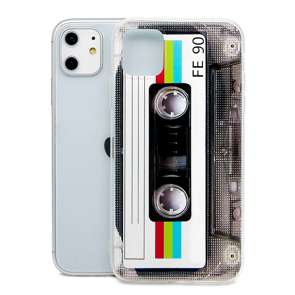 FAteam Matte Finish Heavy Duty Soft Back Cover with TPU Soft Bumper Cassette Tape Case Compatible with iPhone 11-6.1 inch
