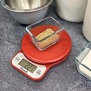 Escali Telero Digital Food Scale, Multi-Functional Kitchen Scale, Precise Weight Measuring and Portion Control, 7.62 x 6.1 x 1.28 inches, Red (T136)
