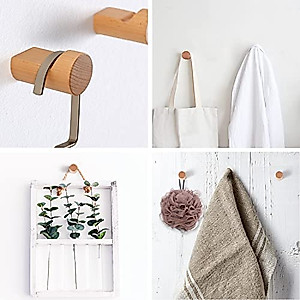 JOOPSHEE 8 Pack Wood Wall Hooks, Coat Hooks for Wall Mounted Extended Wooden Pegs, Rustic Wall Coat Rack Hat Hooks Robe Hook- Bathroom Cloest Entryway Wall Hangers Heavy Duty Hooks