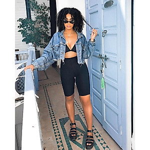 TNNZEET Biker Shorts Women - 8"/5"/3" High Waisted Tummy Control Workout Gym Spandex Booty Yoga Volleyball Shorts A-Black