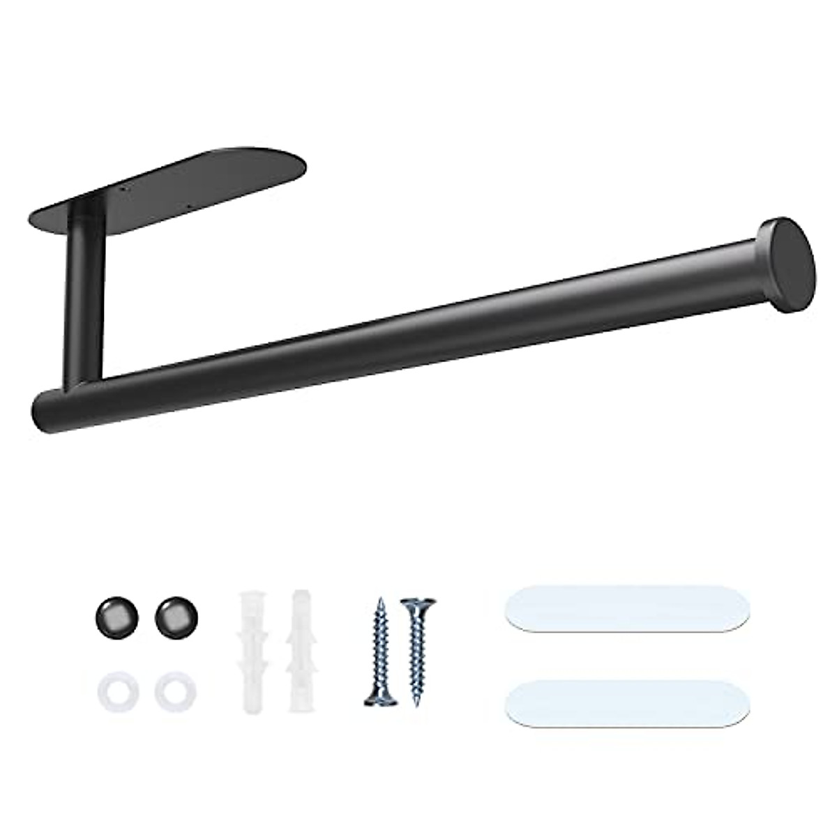 Under Cabinet Paper Towel Holder Wall Mount Paper Towel Holder Self Adhesive or Drilling Hanging Paper Towel Holder for Kitchen, Bathroom, Cabinet,Under Counter SUS304 Stainless Steel-Black