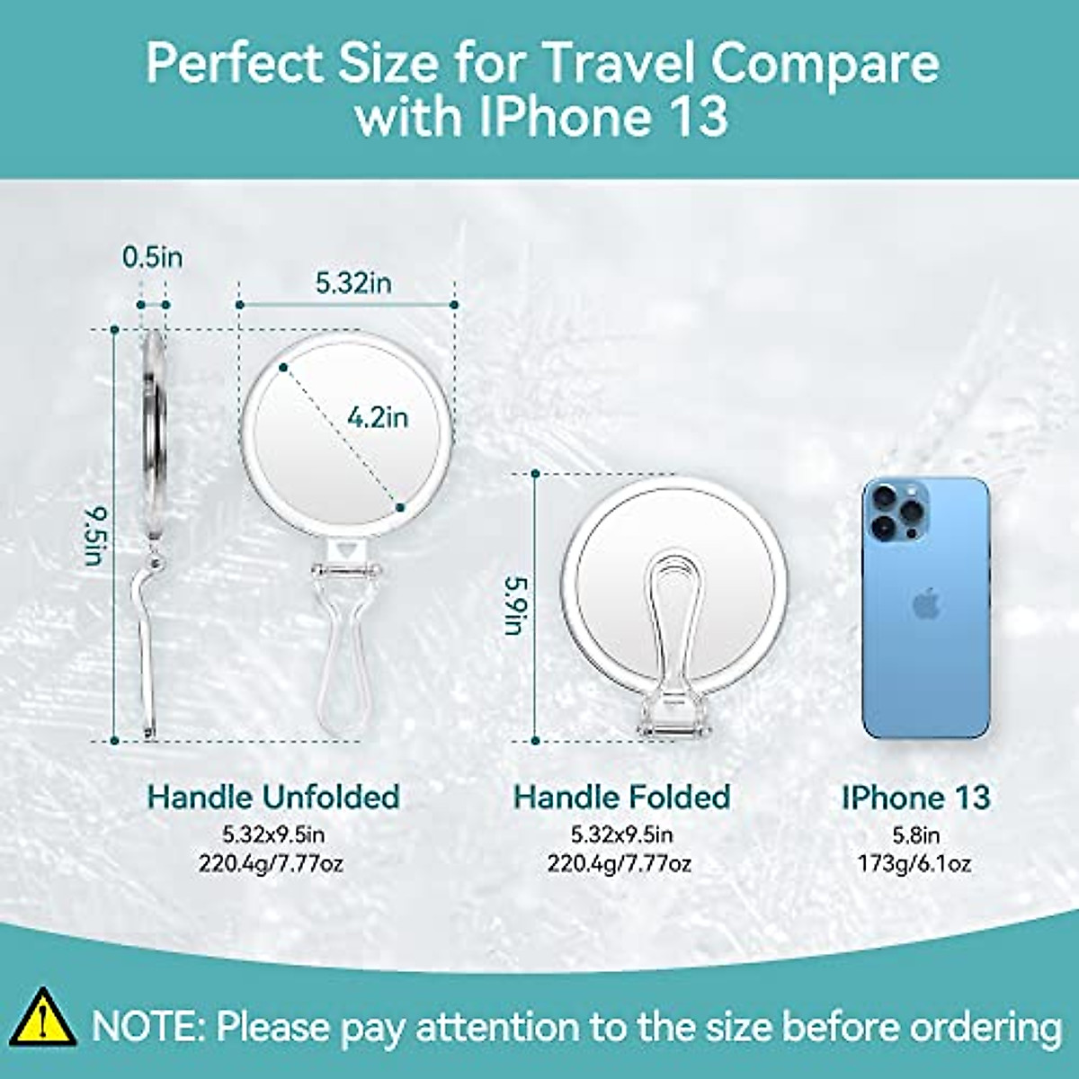 B Beauty Planet 30X Magnifying Mirror, Two Sided Mirror, 30X/1X Magnification, Folding Makeup Mirror with Handheld/Stand,Use for Makeup Application, Tweezing, and Blackhead/Blemish Removal. 5IN.