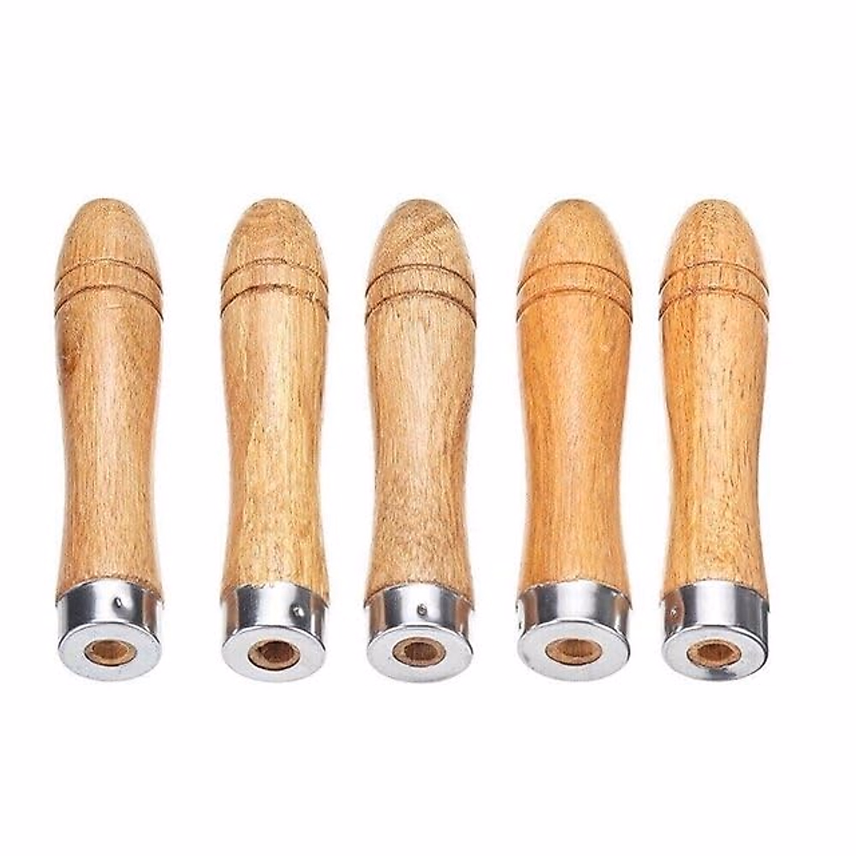 10Pcs Brown Wooden File Handle with Strong Metal Collars, 5pcs Large Wood Handle for 10"-12" File and 5pcs Medium Wooden Handle for 6"-8" File, Screwdriver Hand Drill File Handle Cutting Tool Craft