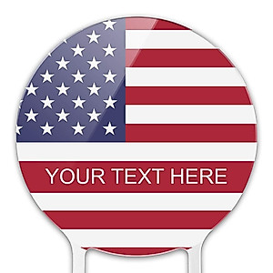 GRAPHICS & MORE Acrylic American USA Flag Personalized Custom Cake Topper Party Decoration for Wedding Anniversary Birthday Graduation