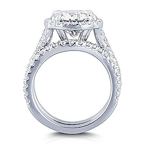 Kobelli Round Forever One Moissanite Cushion Halo Bridal Wedding Set 4 CTW 14k White Gold, 9.5