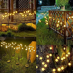 Solar Powered Firefly Lights,Starburst Swaying Solar Lights,Solar Garden Lights Decorative,Solar Outdoor Lights,for Yard Patio Landscape Decorative Christmas Gifts,Warm White (4 Pack)