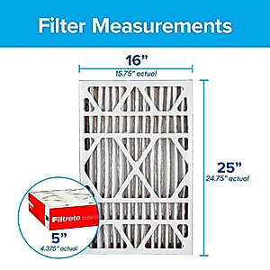 Filtrete 16x25x5 Air Filter, MPR 1000, MERV 11, Micro Allergen Defense 3-Month Pleated 5-Inch Air Filters, 2 Filters